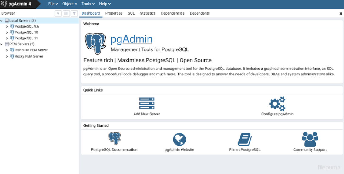 Baixar pgAdmin 9.0 para windows - Filepuma.com