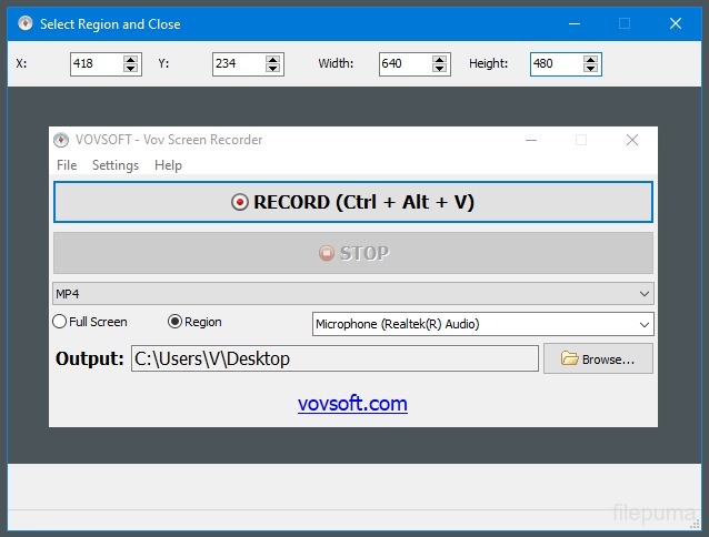 Télécharger Vov Screen Recorder 4.6 pour windows - Filepuma.com